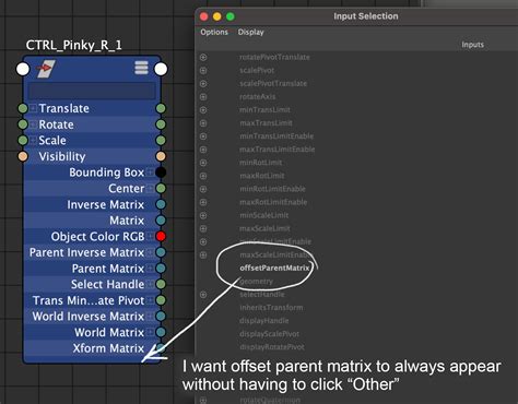 How Do I Make An Offset Parent Matrix Always Appear In The Node Editor Without Having To Click