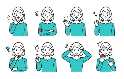 다양한 표정과 포즈를 취하는 여성 세트벡터 일러스트 인물 걱정하는에 대한 스톡 벡터 아트 및 기타 이미지 걱정하는 문제 20 29세 Istock