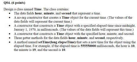 Solved Design A Class Named Time The Class Contains The Chegg