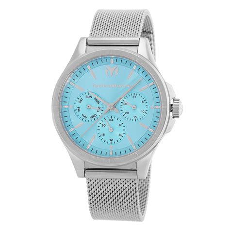 Technomarine Moonsun Date Day Quartz Light Blue Dial Ladies Watch Tm