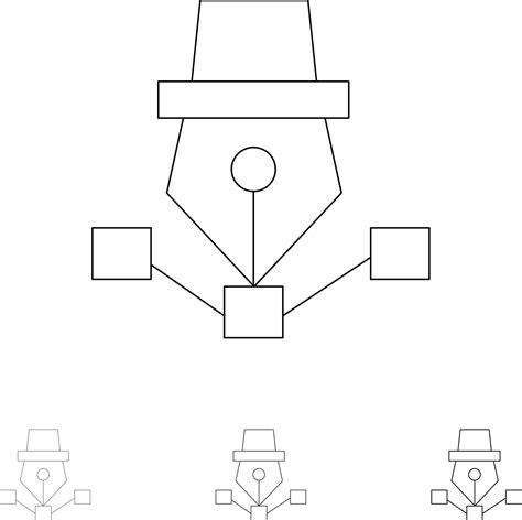 Pen Drawing Art Design Draw Bold And Thin Black Line Icon Set 17996841