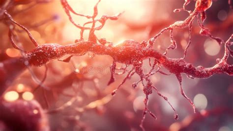 A Close Up Image Of A Neuron Showcasing The Intricate Network Of Dendrites And Axons Stock