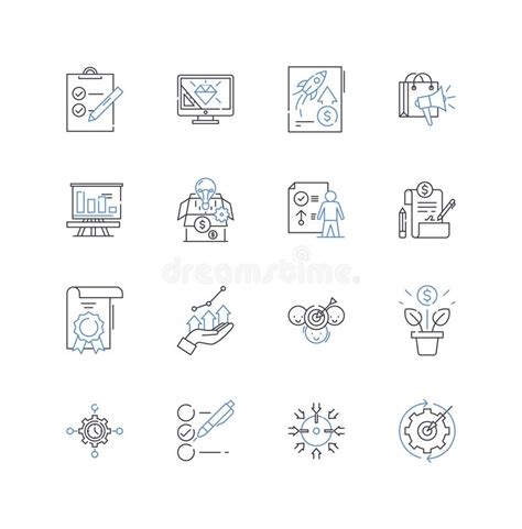 Revenue Growth Line Icons Collection Expansion Diversification Innovation Rebranding