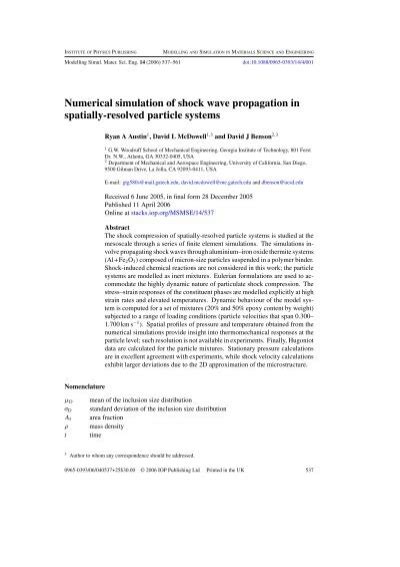 Numerical Simulation Of Shock Wave Propagation In Spatially