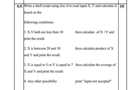 Solved Q Write A Shell Script Using Else If To Read Input Chegg Com