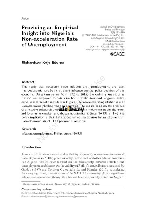 Providing An Empirical Insight Into Nigerias Non Acceleration Rate Of