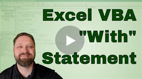 Excel Vba With Statement Intro Youtube