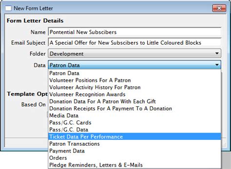 Creating A New Form Letter Arts Management Systems