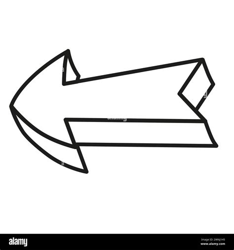 3d Vector Abstract Business Arrow Hand Drawn Geometric Curved Pointer Left Isolated Bold