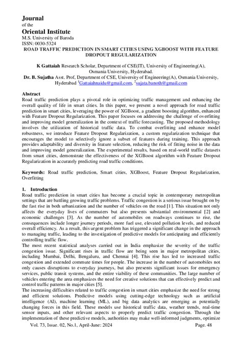 Pdf Road Traffic Prediction In Smart Cities Using Xgboost With Feature Dropout Regularization