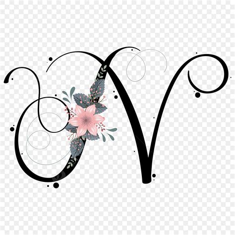 Letter N Clipart Vector Alphabet Letter N Hand Lettering With