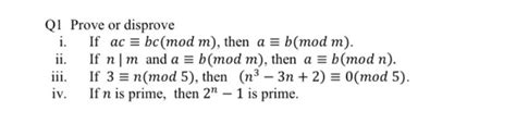 solved qi prove or disprove i if ac bc mod m then a