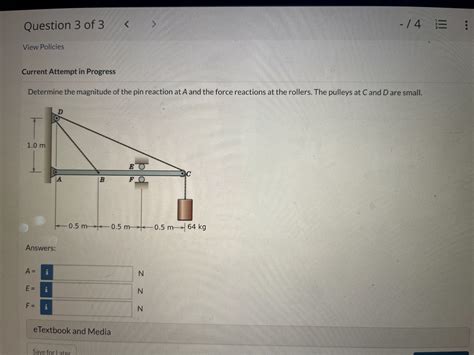 Solved Determine The Magnitude Of The Pin Reaction At A And
