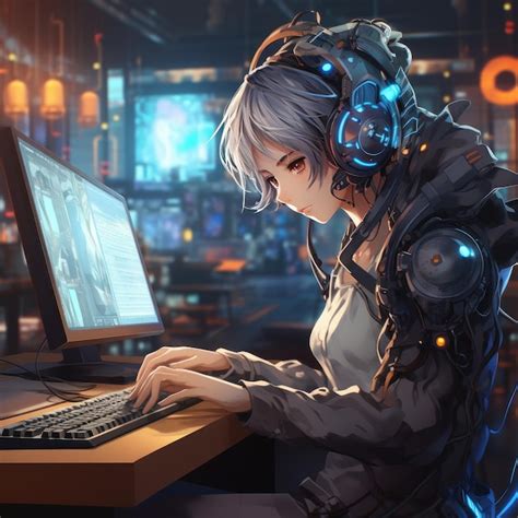 Premium Photo Cute And Handsome Anime Character Hacker