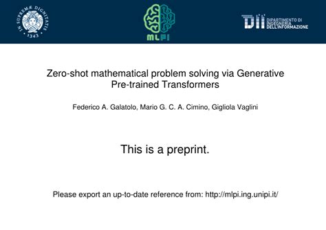 Pdf Zero Shot Mathematical Problem Solving Via Generative Pre Trained