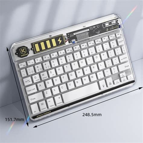 Transparent Lighting Bluetooth Keyboard 10 Inch Wireless Silent Keypad White Alexnld Com