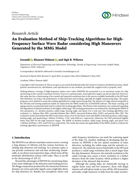 Pdf An Evaluation Method Of Ship Tracking Algorithms For High Frequency Surface Wave Radar