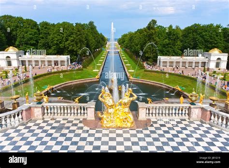 Fountains in Petrodvorets Peterhof, Saint Petersburg, Russia Stock ...
