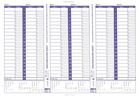 ใบบันทึกคะแนนการแข่งขัน Crossword A Math และคำคม Krootor ณัฐกร