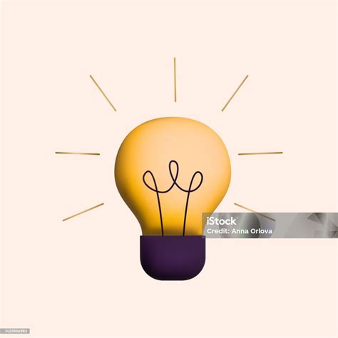 광선을 가진 3d 전구는 빛납니다 에너지 창조적 사고 및 아이디어 상징 벡터 렌더링 일러스트 레이 션 0명에 대한 스톡 벡터 아트 및 기타 이미지 Istock