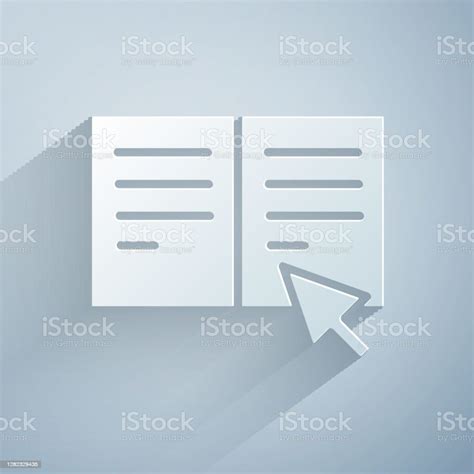 회색 배경에 격리 된 종이 컷 온라인 책 아이콘 인터넷 교육 개념 E러닝 리소스 먼 온라인 코스 종이 아트 스타일 벡터 일러스트레이션 0명에 대한 스톡 벡터 아트 및 기타