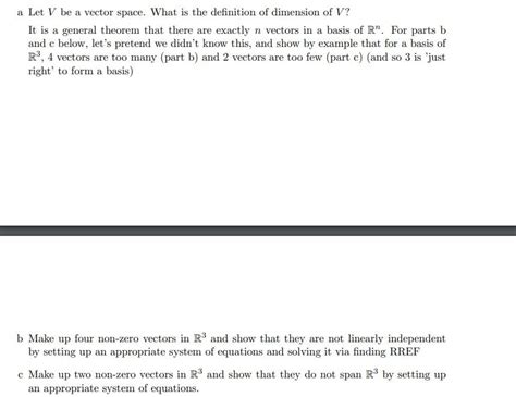 Solved A Let V Be A Vector Space What Is The Definition Of Chegg