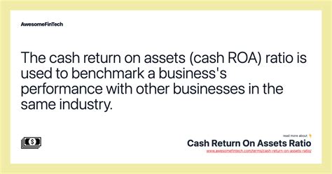 Cash Return On Assets Ratio AwesomeFinTech Blog