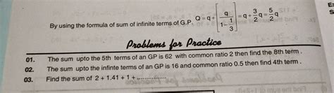 By Using The Formula Of Sum Of Infinite Terms Of G P Q Q 131 Q Q 23