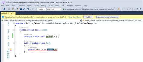 Getting Issue With Extractmethodcoderefactoringprovider Crashing With