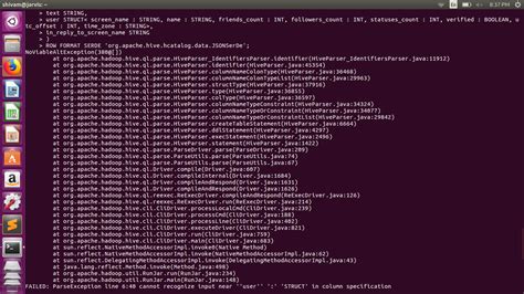 Ubuntu 1604 Not Able To Create A Table In Hive Stack Overflow