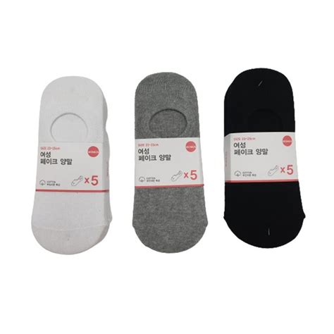 패션 여성 페이크 5족 양말 백색 검정 회색 홈플러스