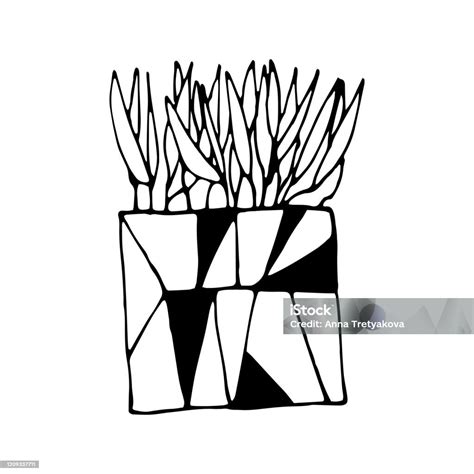 선인장 냄비의 귀여운 손으로 그린 세트 웨딩 디자인 로고 및 인사말 카드에 대한 낙서 벡터 일러스트 하우스 식물 흰색 배경에 격리 실내용 화초에 대한 스톡 벡터 아트 및