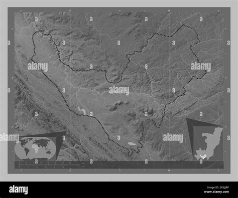 Bouenza Region Of Republic Of Congo Grayscale Elevation Map With