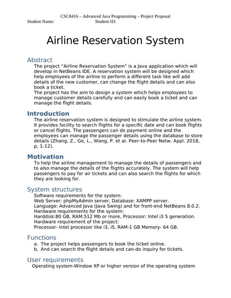Airline Reservation System Project Csc8416 Advanced Java