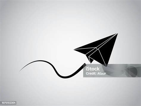 비즈니스와 산업에 대 한 흰색 배경 벡터 일러스트 레이 션을 원활 하 게 비행 하는 종이로 만든 검은 종이 접기 비행기 개념에