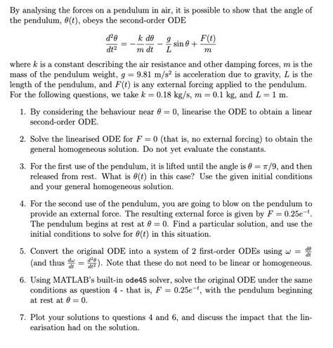2nd Ode Pendulum Questionjust Need The Code In