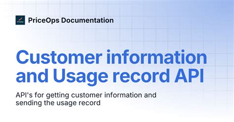 Customer Information And Usage Record Api Priceops Documentation