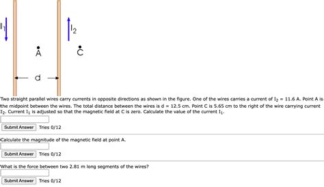 Solved Two Straight Parallel Wires Carry Currents In
