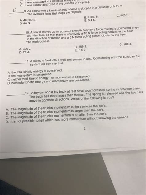 Solved An Object With A Kinetic Energy Of 40 J Is Stopped In