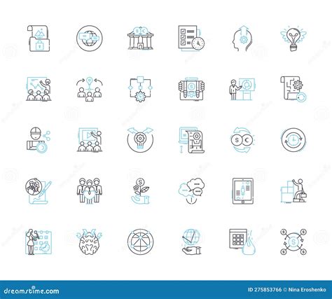 Work Environment Linear Icons Set Productivity Collaboration Efficiency Communication