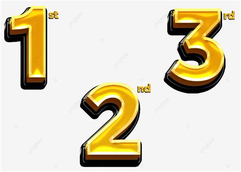 Golden 3d First Second And Third Number Design First Second And Third
