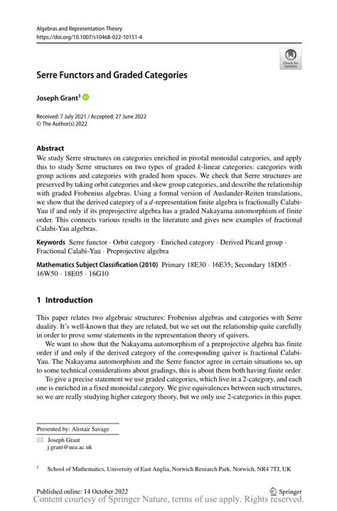 Pdf Serre Functors And Graded Categories