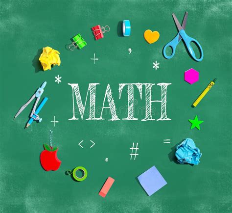 Math Theme With School Supplies On A Chalkboard Stock Illustration