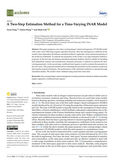 Pdf A Two Step Estimation Method For A Time Varying Inar Model