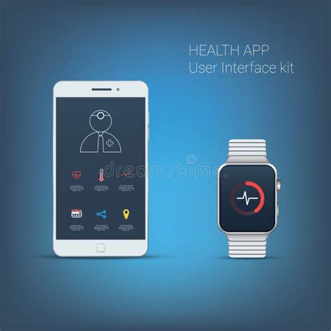 Health Application User Interface Kit Icons For Stock Vector Illustration Of Online