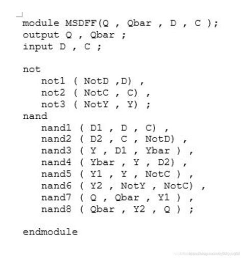 主从d触发器的门级建模利用门级建模完成d触发器verilog Csdn博客