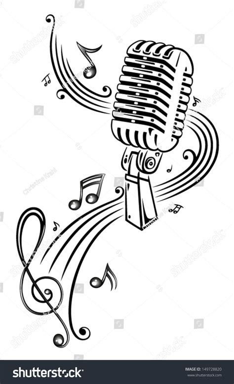 Microphone Music Notes Clef Stock Vector Royalty Free 149728820 Shutterstock