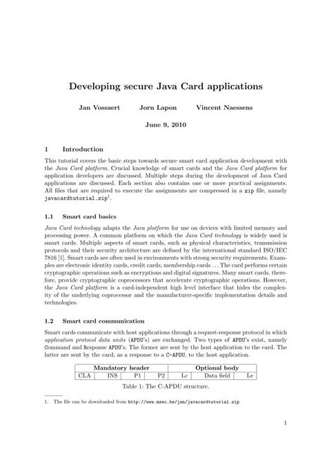 Pdf Developing Secure Java Card Applications · The Java Card Virtual