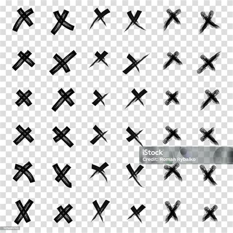 X 블랙 마크 벡터 세트 컬렉션입니다 손 브러시 스트로크에서 교차 기호 아이콘입니다 손으로 그린 낙서 낙서 교차 브러시 스트로크