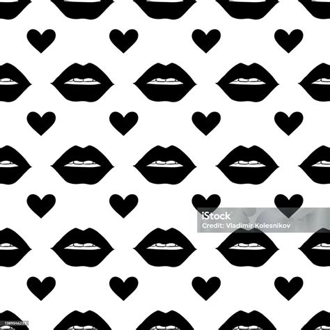 검은 색 페인트 입술 벡터 매끄러운 패턴 추상적인 소녀와 여자의 입 흑백 벽지 디자인 트렌디 한 섬유 프린트 0명에 대한 스톡 벡터 아트 및 기타 이미지 Istock